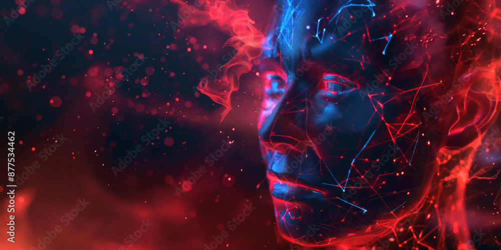 AI machine generating of deep fake and virtual reality. Creative ...