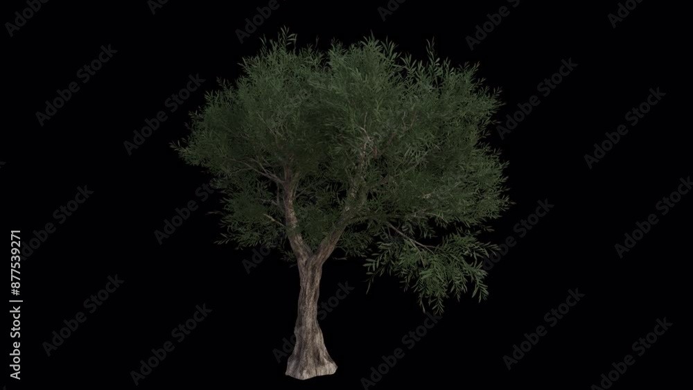 Common Olive Tree blowing in the wind. Wind blows the Olea Europaea ...