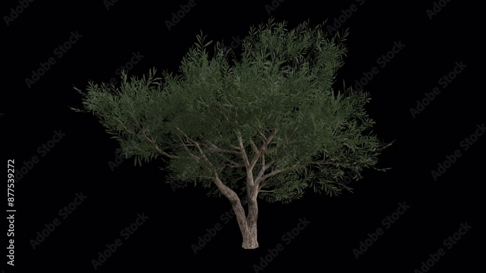 Common Olive Tree blowing in the wind. Wind blows the Olea Europaea ...