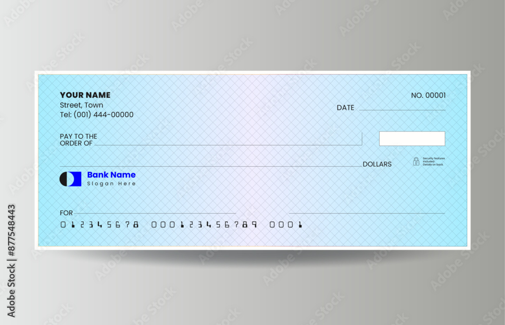 Bank check, bank check vector, blank money cheque, chequebook template ...