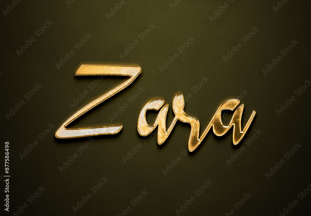 Old gold text effect of Hindi name Zara with 3D glossy style Mockup ...