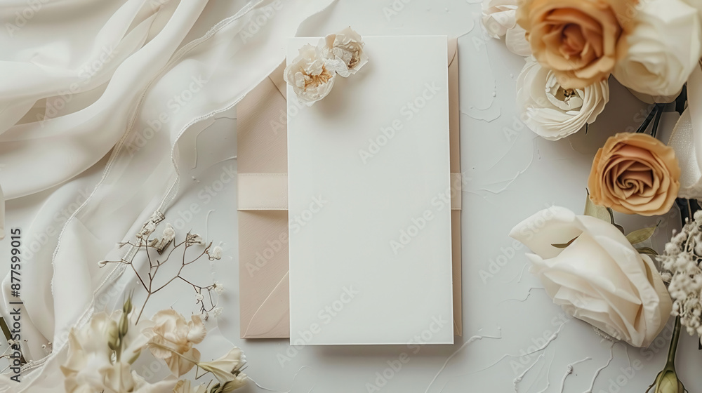 Elegant wedding ceremony program with calligraphy, isolated on a white ...