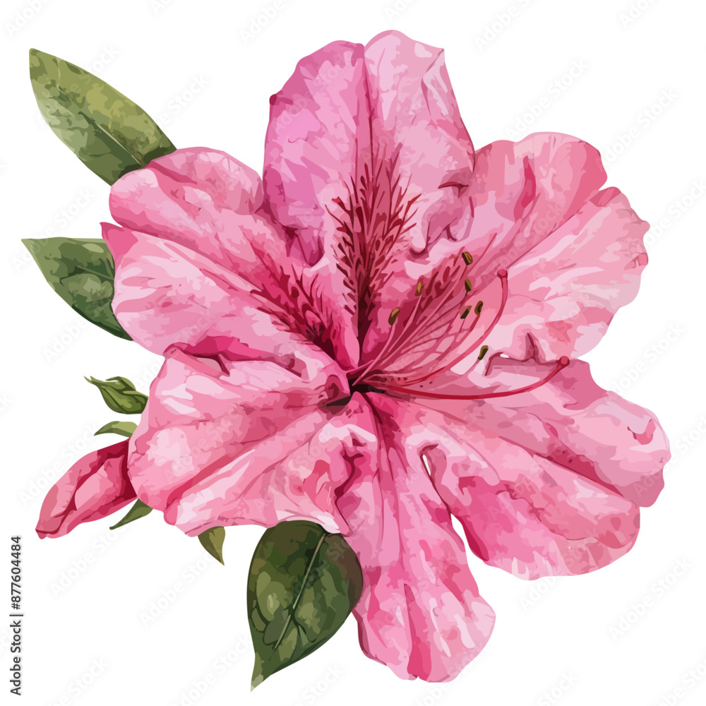 Watercolor vector of an Azalea flower, isolated on a white background ...