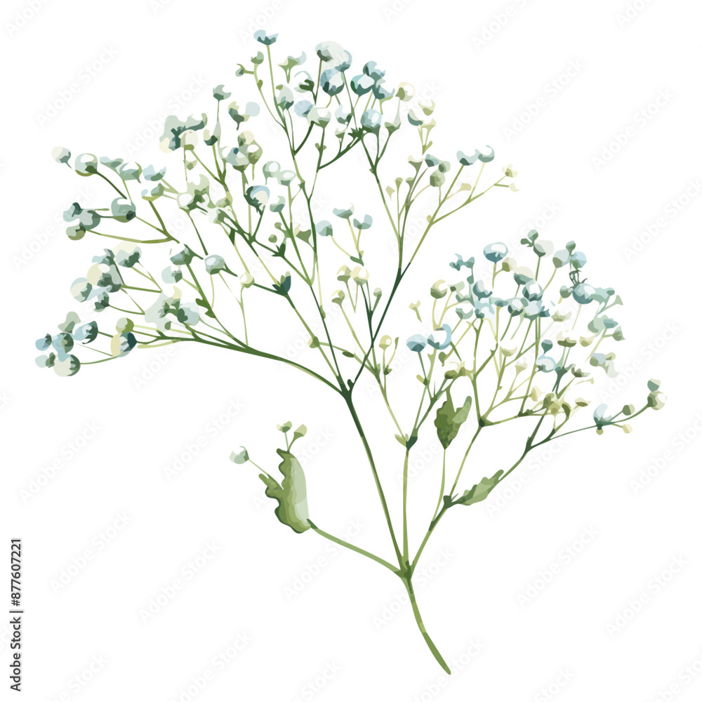 Watercolor painting vector of a Baby's-breath, isolated on a white ...