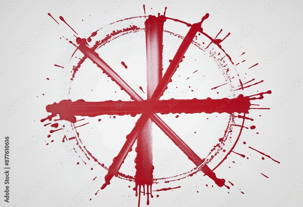 Abstract red graffiti circle against empty white background with ...