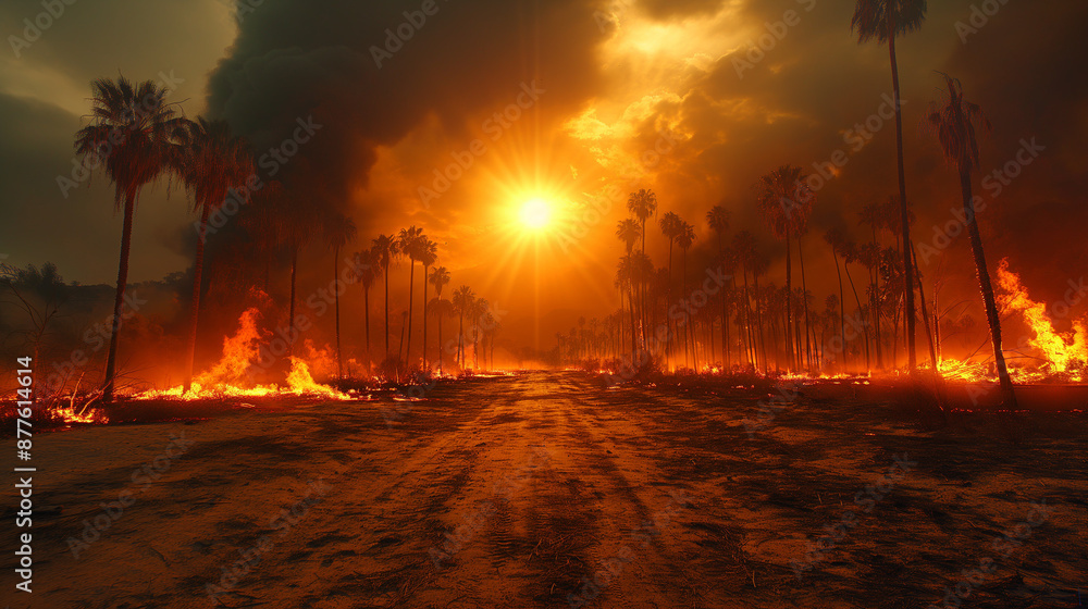 Abstract apocalyptic background - burning and exploding planet Earth in ...