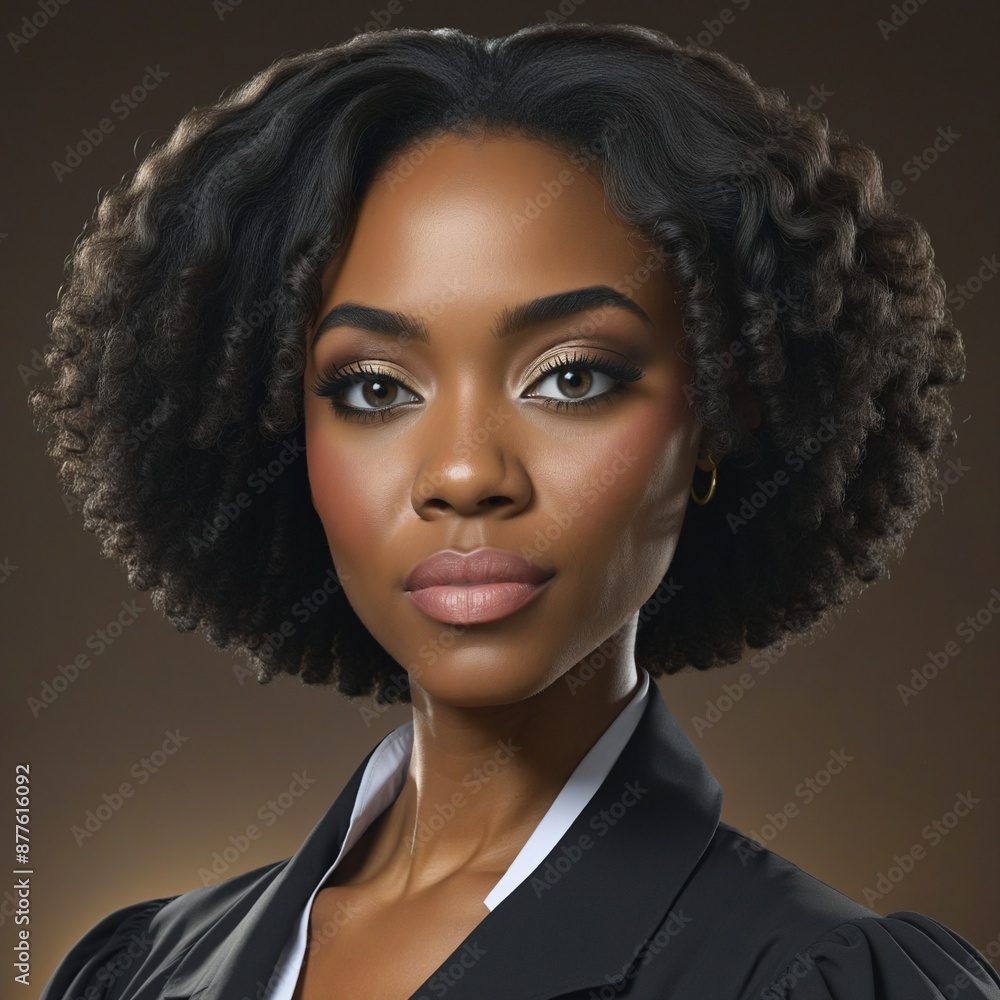 Stylish African-American male barrister with curly hair and a winning ...