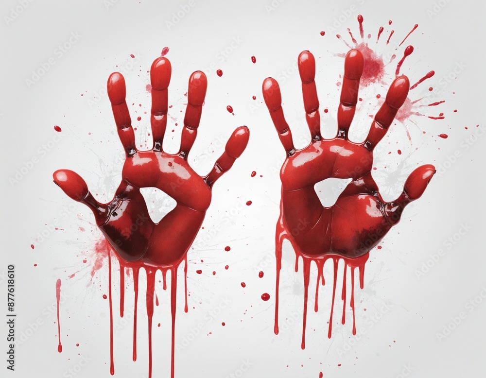Creepy handprint silhouette with red spray paint isolated on white ...