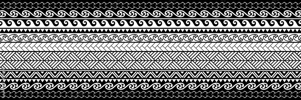 Polynesian Maori pattern design illustration. Straight line pattern ...