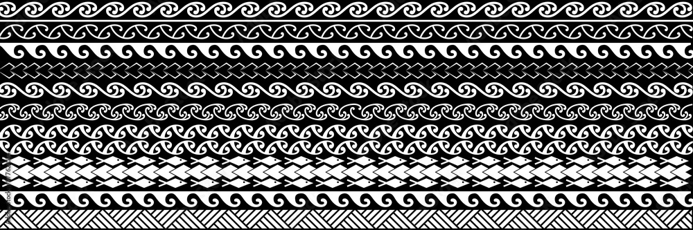 Polynesian Maori pattern design illustration. Straight line pattern ...
