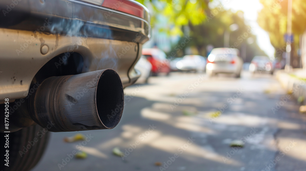 An old, smoking, and rusted car exhaust pipe, showcasing a beaten-up ...