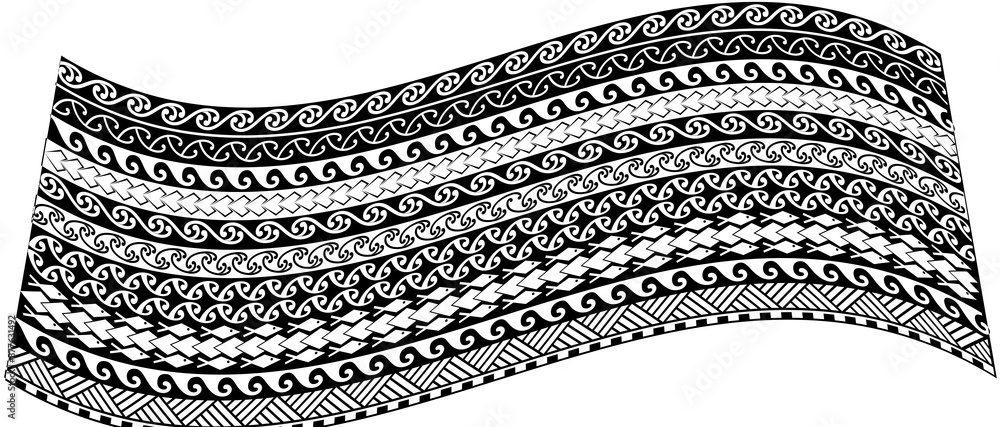Polynesian Maori traditional pattern design illustration. Wave style ...