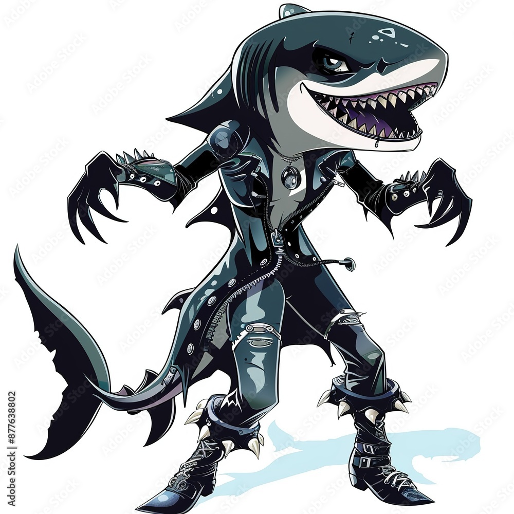 Shark Gothic fashion cartoon isolated whitebackground Stock ...