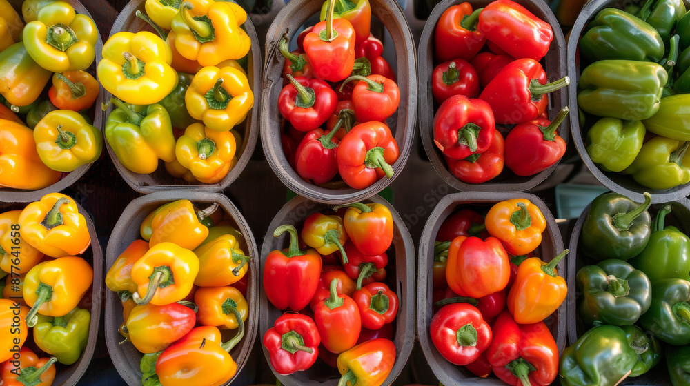 Colorful sweet peppers in various shapes and sizes, found in ...