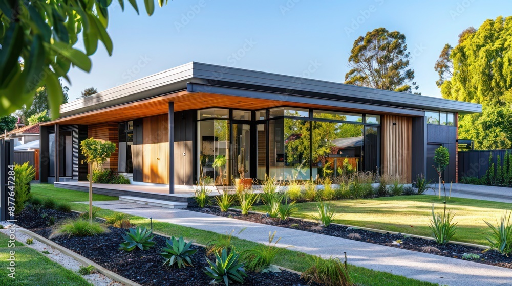 contemporary suburban house with an advanced greywater recycling system ...
