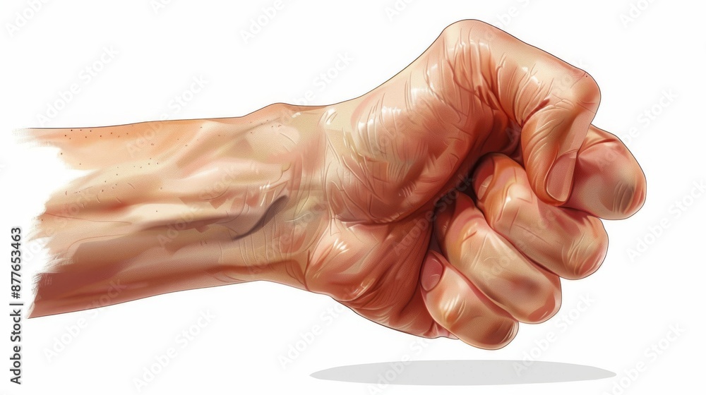 Illustrated Clenched Fist Drawing. Realistic illustration of a clenched ...