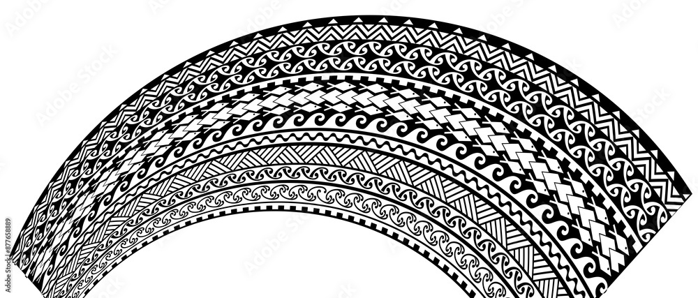 Polynesian Maori traditional pattern design illustration. Perspective ...