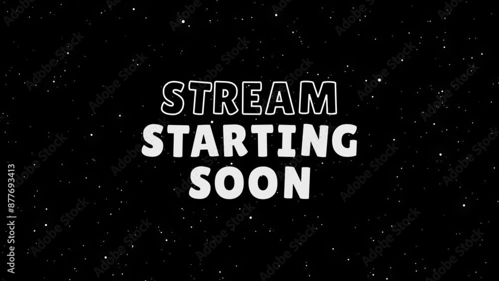 Stream starting soon text animation on black background. Stream ...