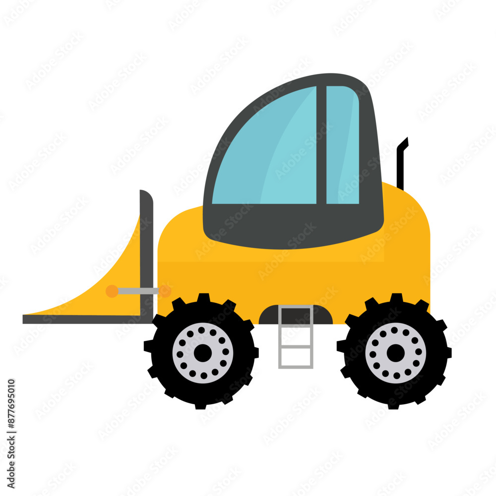 Yellow construction vehicle vector art, flat design illustration ...