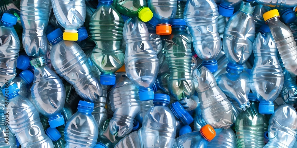 Compressed plastic bottles in square bales for recycling and waste ...