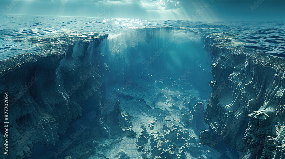 A rare underwater view of the Mariana Trench in the Pacific Ocean, in a ...