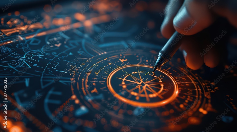 Mystical symbols appear on a digital tablet as an enchanted stylus ...