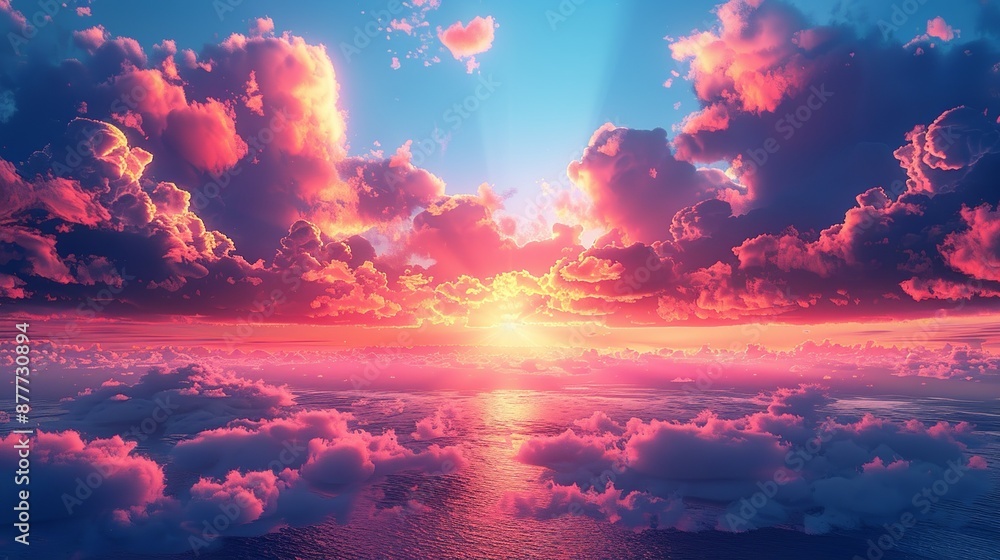 Colorful cloudscapes create a magical and dreamy atmosphere with a ...