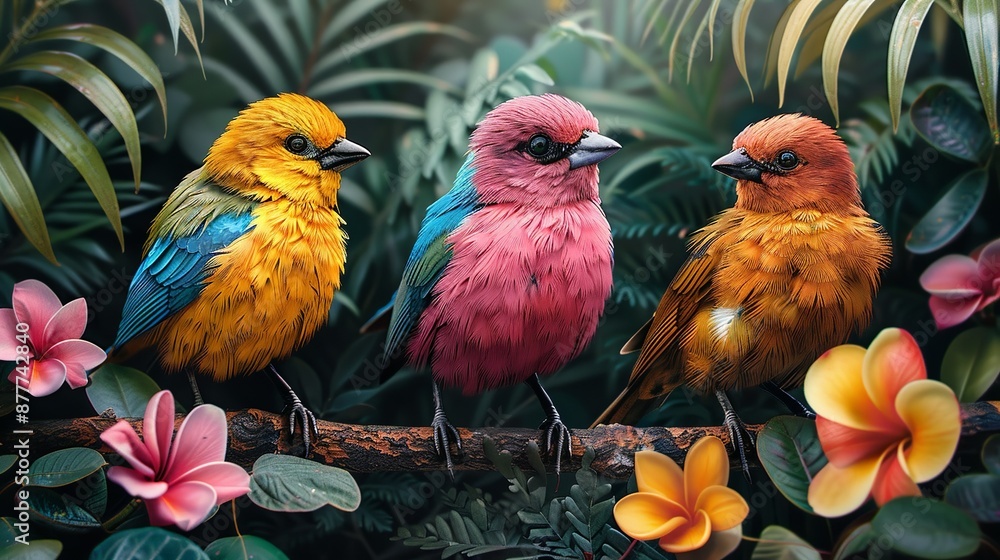 Colorful bird gardens filled with vibrant birds and lush greenery ...