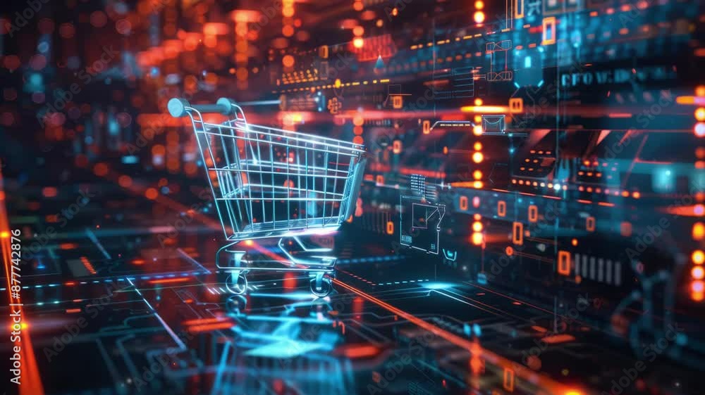 Artificial Intelligence in Retail concept, featuring a high-tech ...