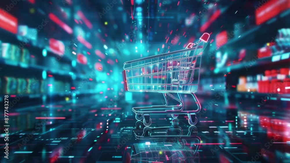 Artificial Intelligence in Retail concept, featuring a high-tech ...