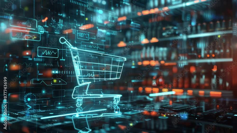 Artificial Intelligence in Retail concept, featuring a high-tech ...