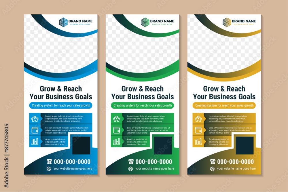 grow and reach your Business goals Roll up banner vertical template ...