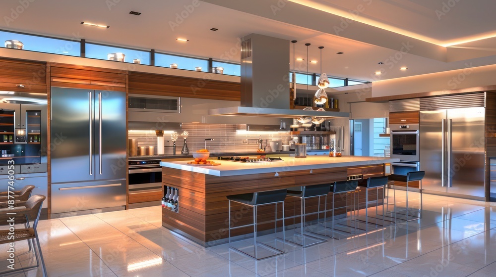 Modern suburban kitchen with a focus on functionality and style ...