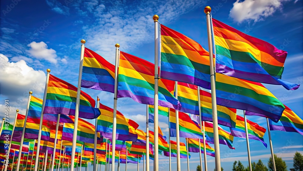 Rainbow flags representing equality and acceptance in the LGBTQ+ ...