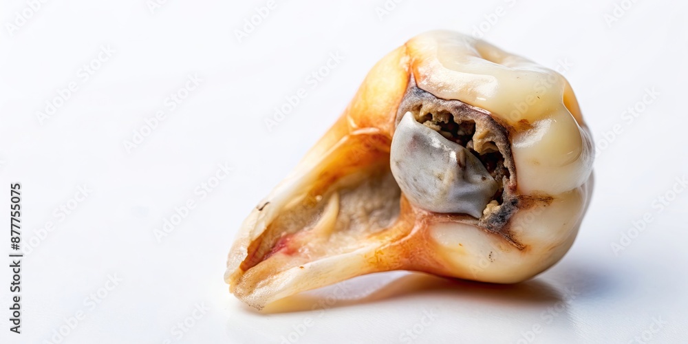 hemi section of a unhealthy molar tooth decayed molar tooth periodontis ...