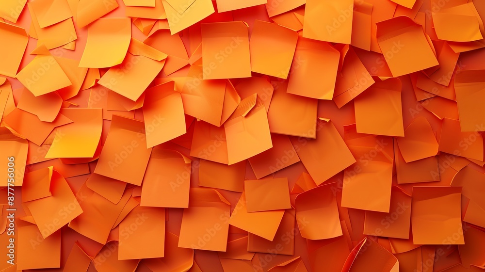Discover a cluster of orange sticky post-it notes with diverse shades ...