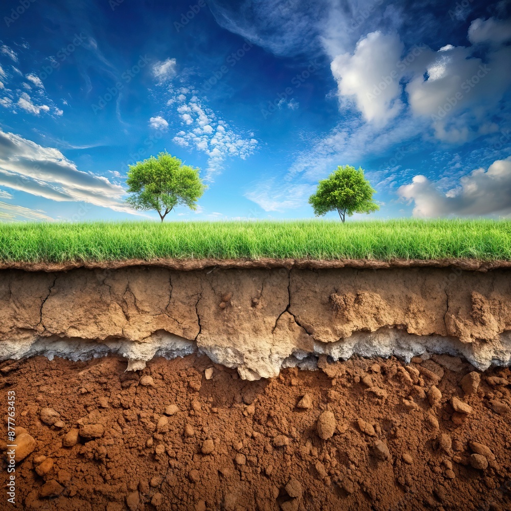 Eroding soil subsoil and bedrock underground soil layer of cross ...