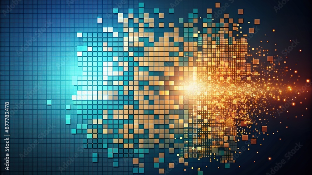 Abstract vector illustration of disintegrating rectangles and squares ...