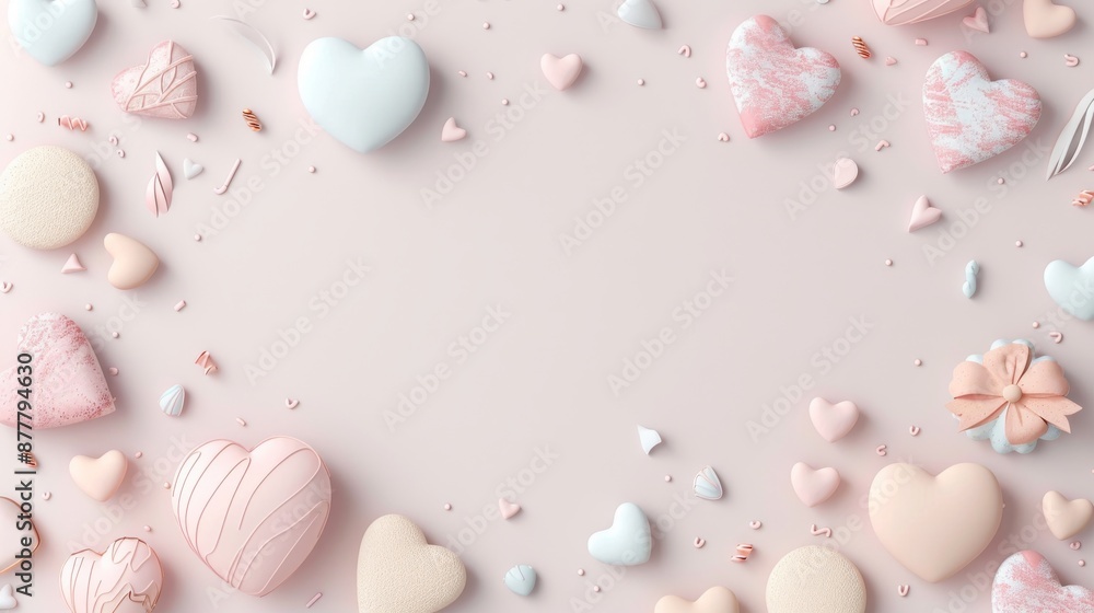 Love-themed 3D doodle illustration with heart shapes and abstract ...