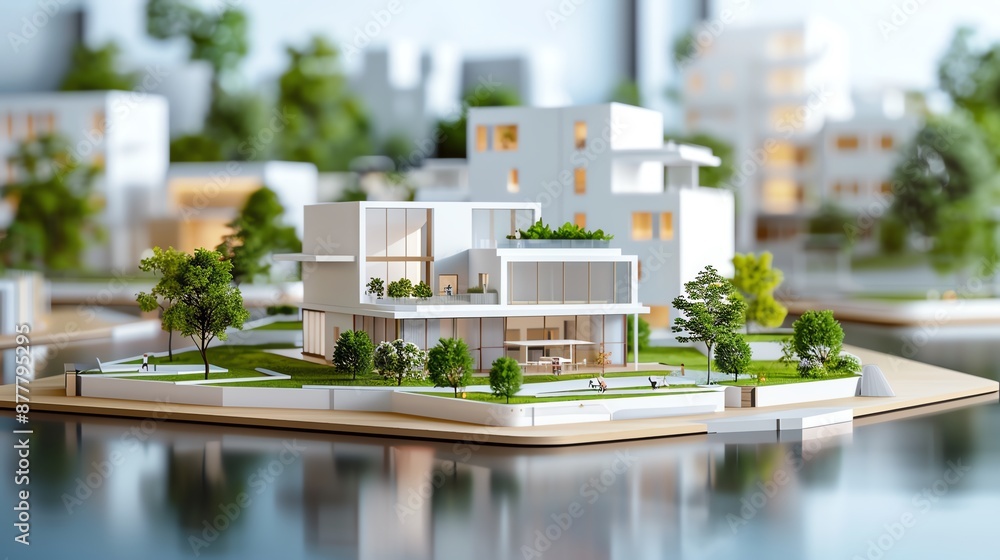 Urban redevelopment layout showcasing mixed-use buildings and ...