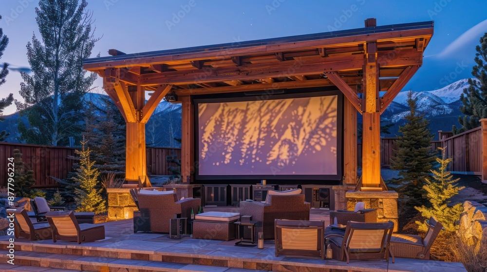 wooden Craftsman-style outdoor projector screen frame, designed for ...