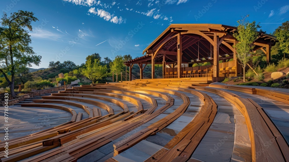 hand-laid wooden Craftsman-style outdoor amphitheater, designed for ...