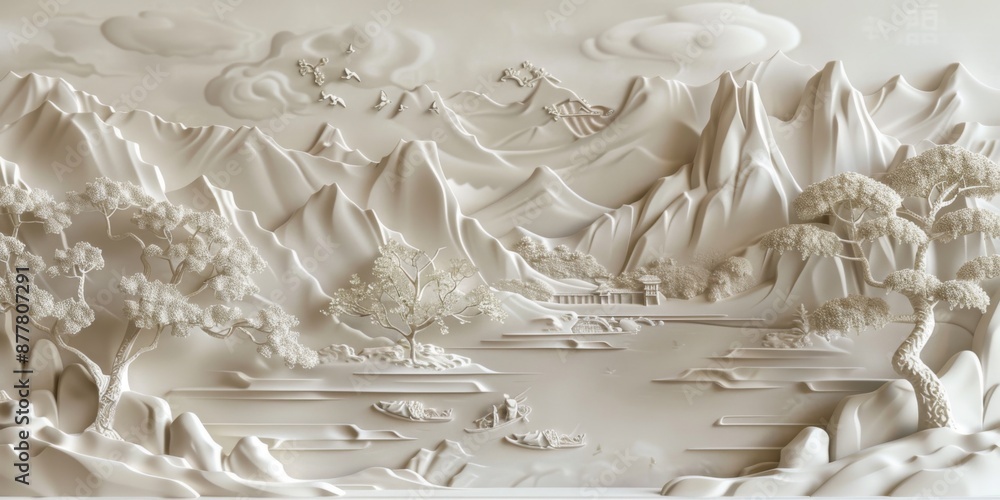 The ethereal beauty of an abstract Chinese landscape: A majestic 3D ...