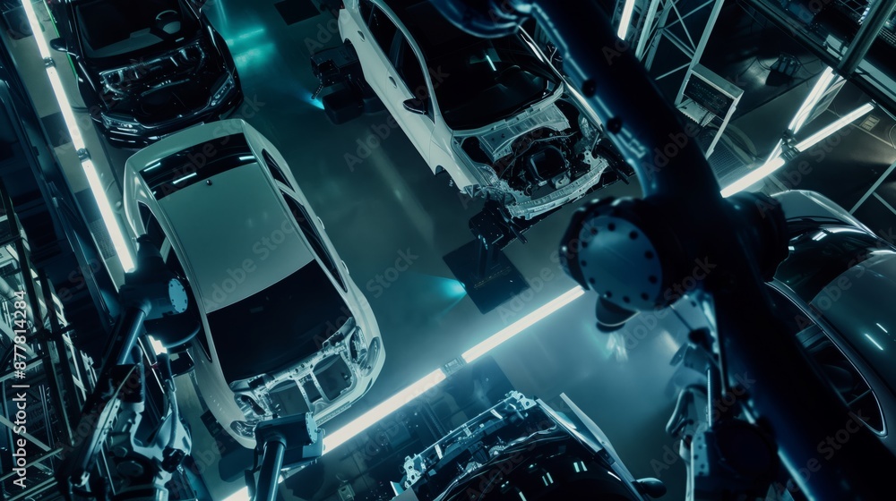 an autonomous factory with robotic manipulators that assemble cars on ...