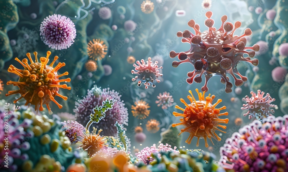 a digital artwork visualizing the immune system's response to viral ...