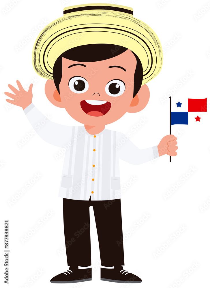 NIÑO CON VESTIDO TIPICO PANAMEÑO - SIN FONDO -SOMBRERO PINTAO ...