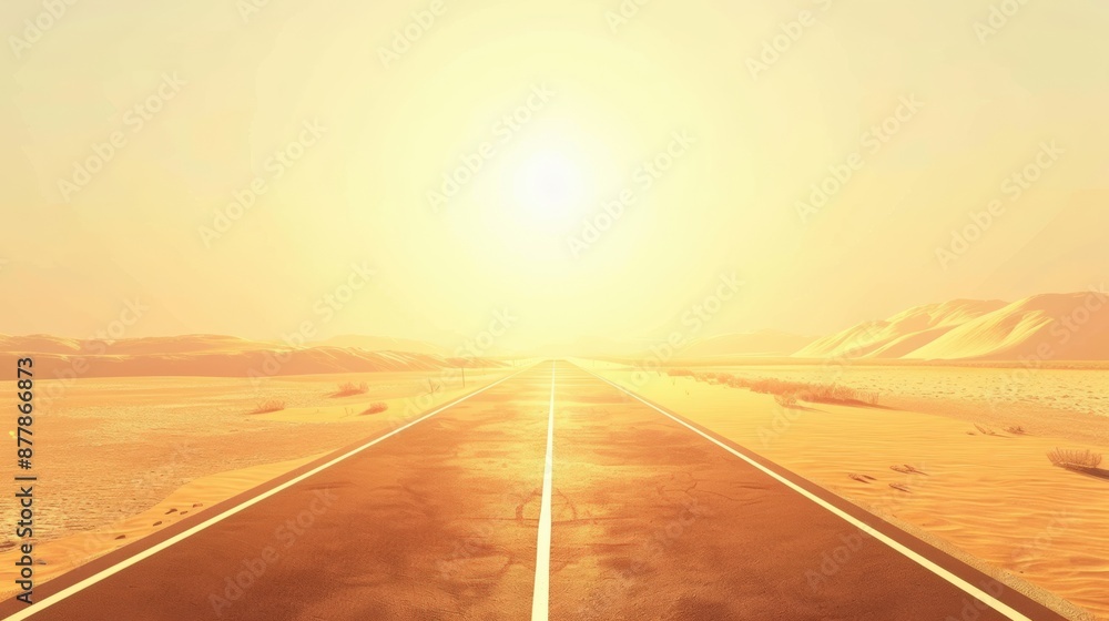 A highway with a dashed white line down the center, stretching into the ...