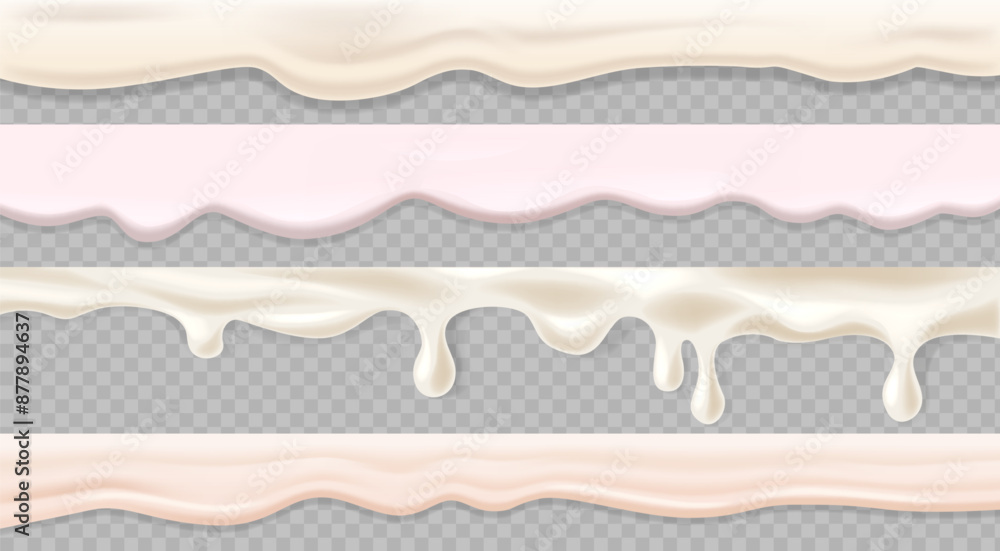Set Of Flowing Cream Textures Isolated On Transparent Background ...