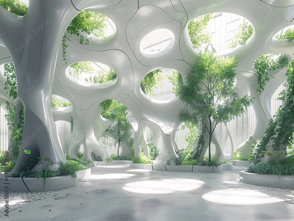 5. Greenery meets digital innovation as a plant's organic form blends seamlessly with a ...
