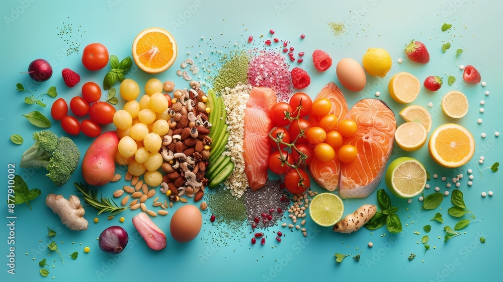 Set of Main food groups ,macronutrients, Carbohydrates, fats, proteins ...
